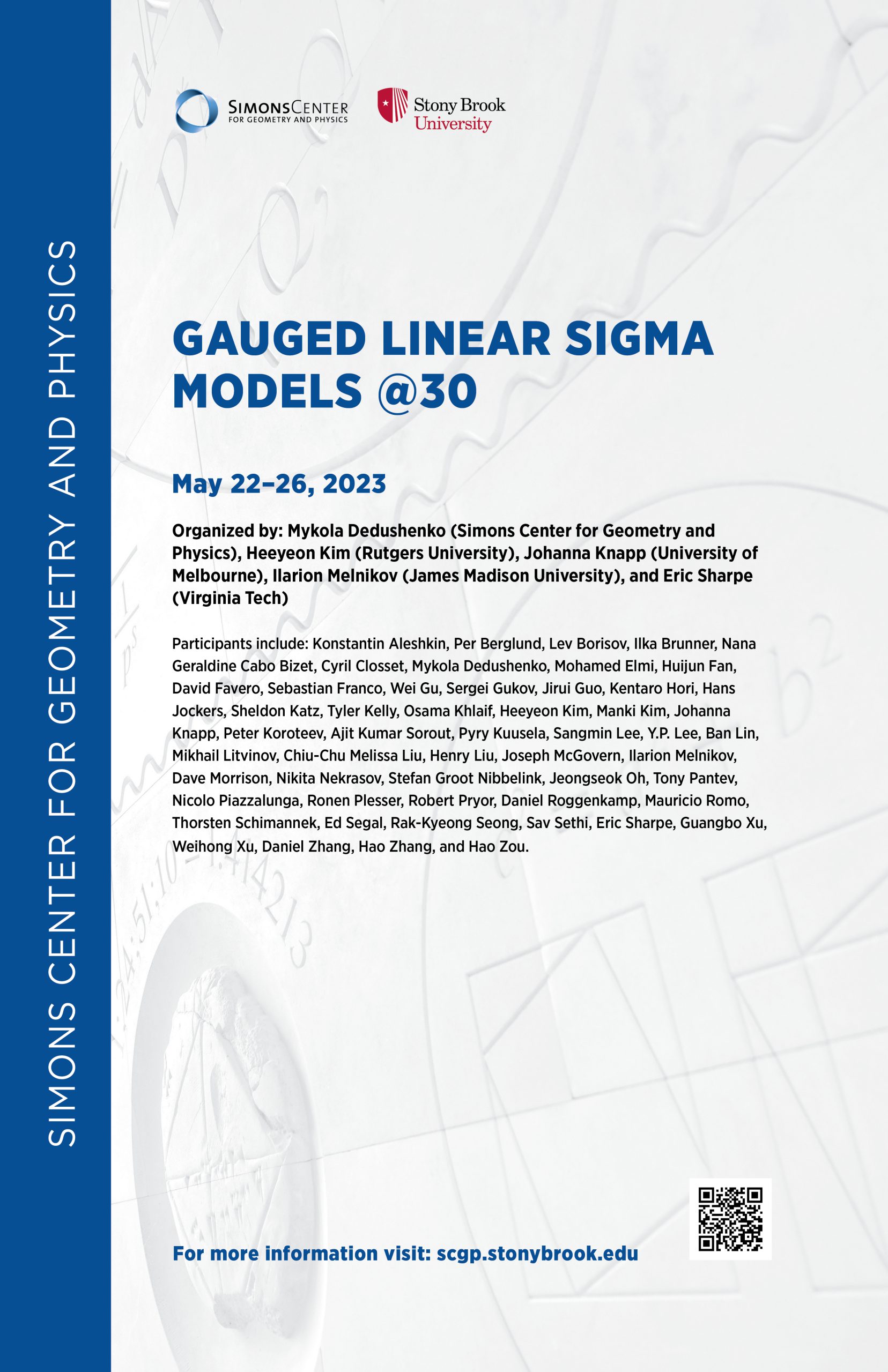 Gauged Linear Sigma Models @30: May 22-26, 2023 – SCGP