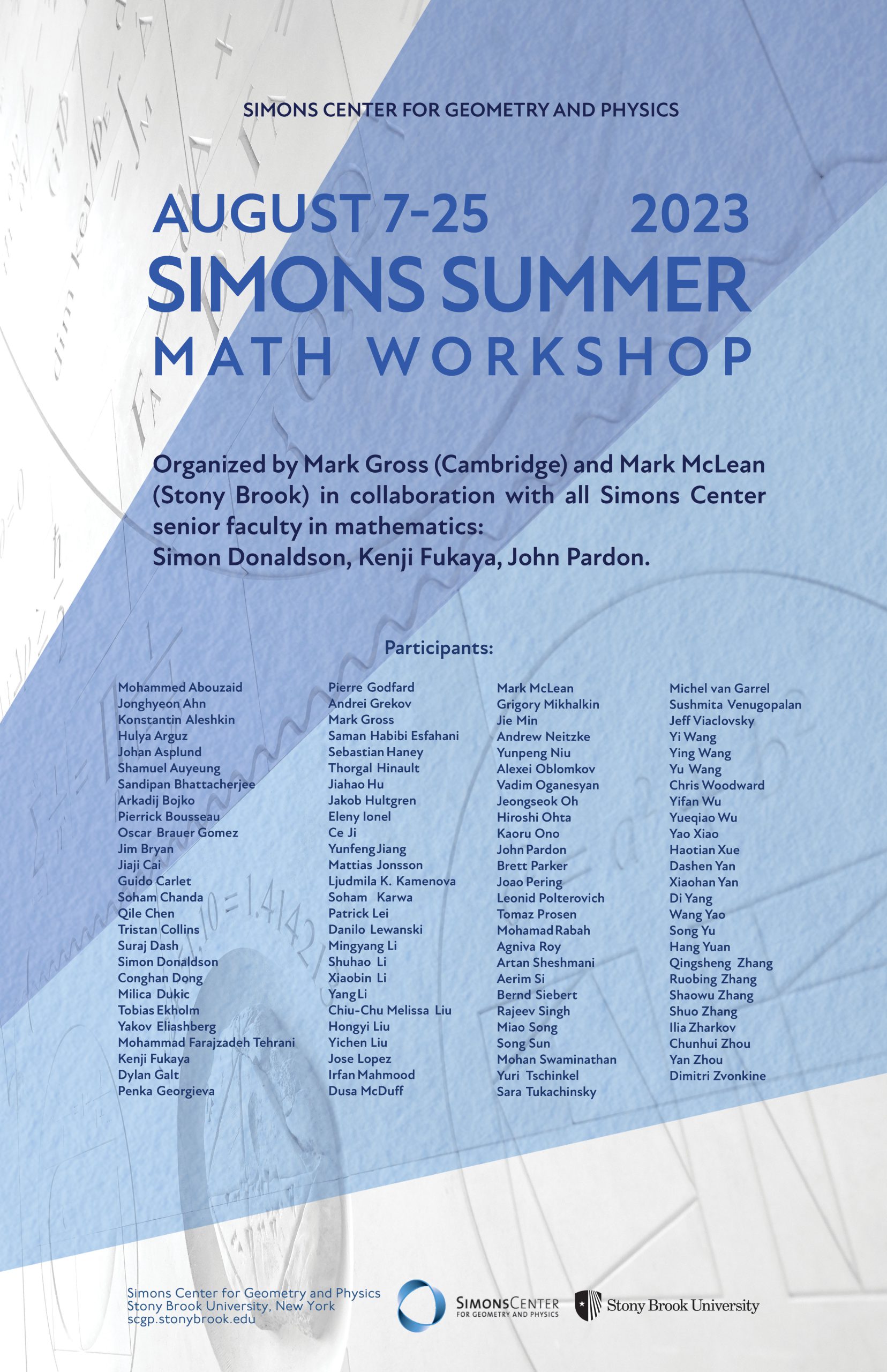 2023 Simons Math Summer Workshop: August 7-25, 2023 – SCGP