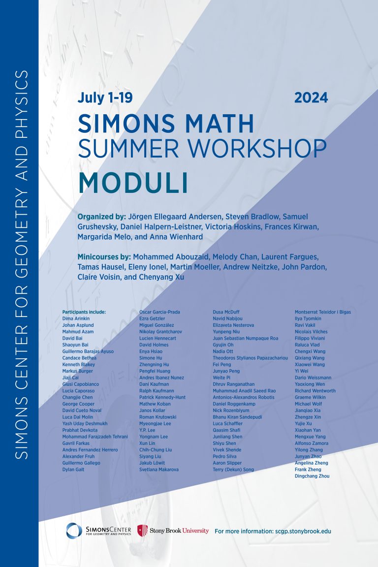 2nd Simons Math Summer Workshop: Moduli – July 1 – 19, 2024 – SCGP