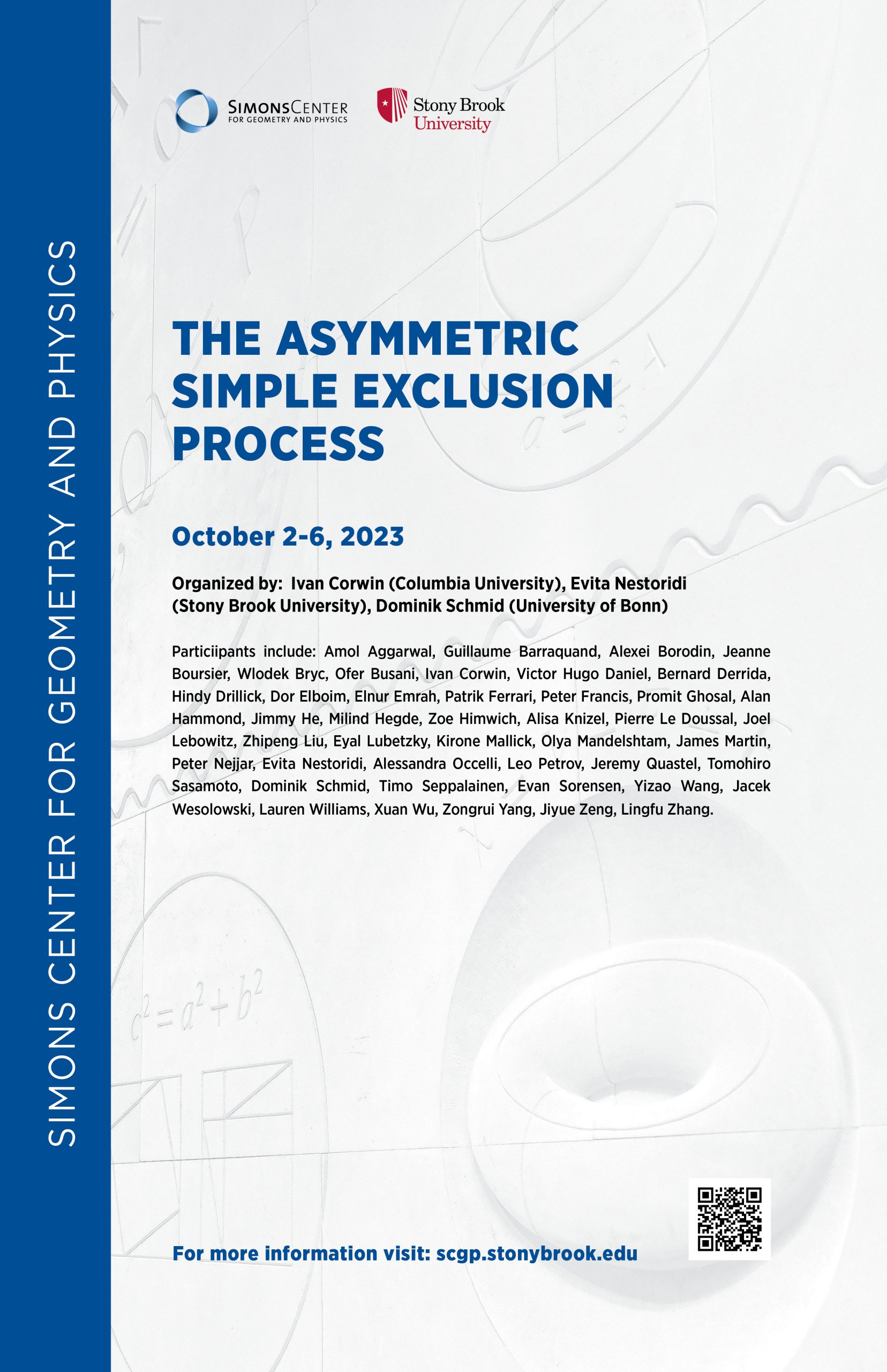 The Asymmetric Simple Exclusion Process: October 2-6, 2023 – SCGP