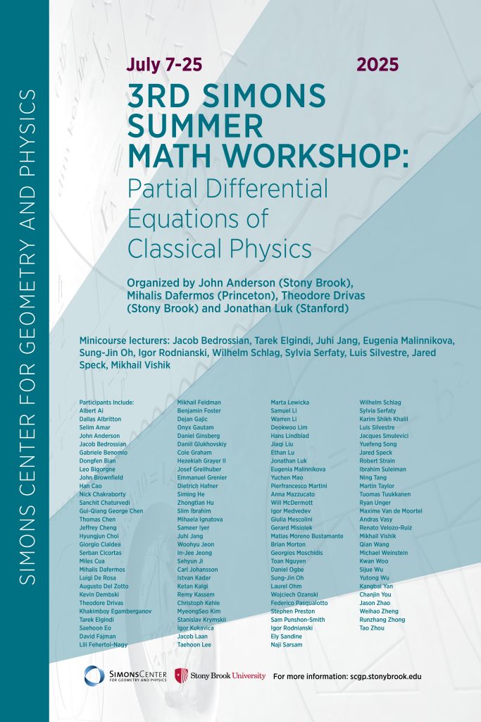 3rd Simons Math Summer Workshop: Partial Differential Equations of ...